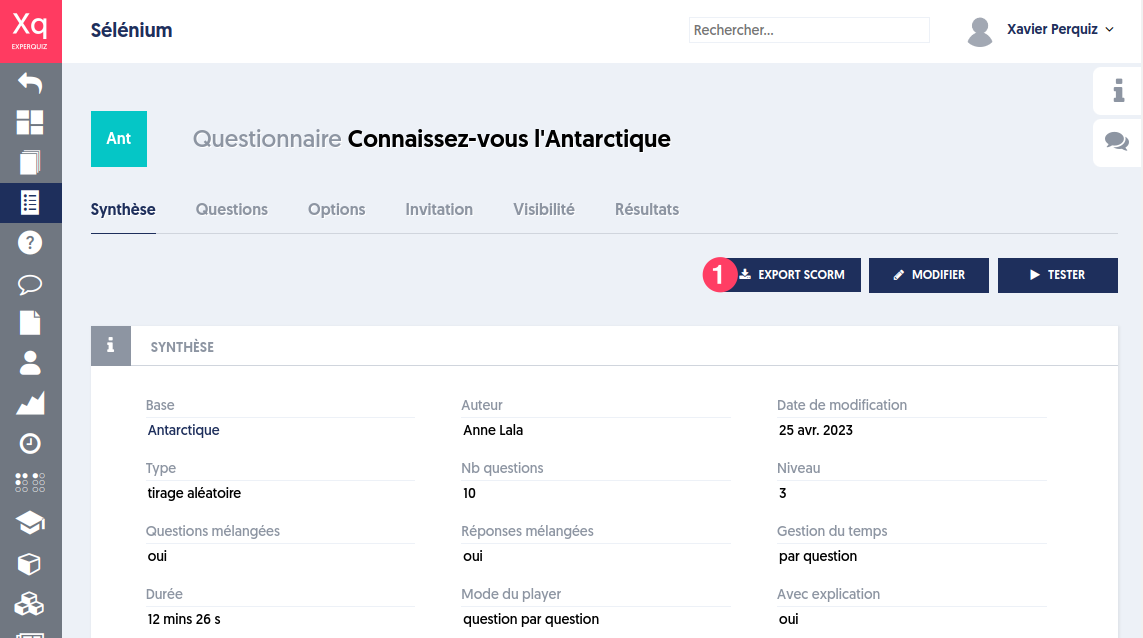 SCORM – Support ExperQuiz